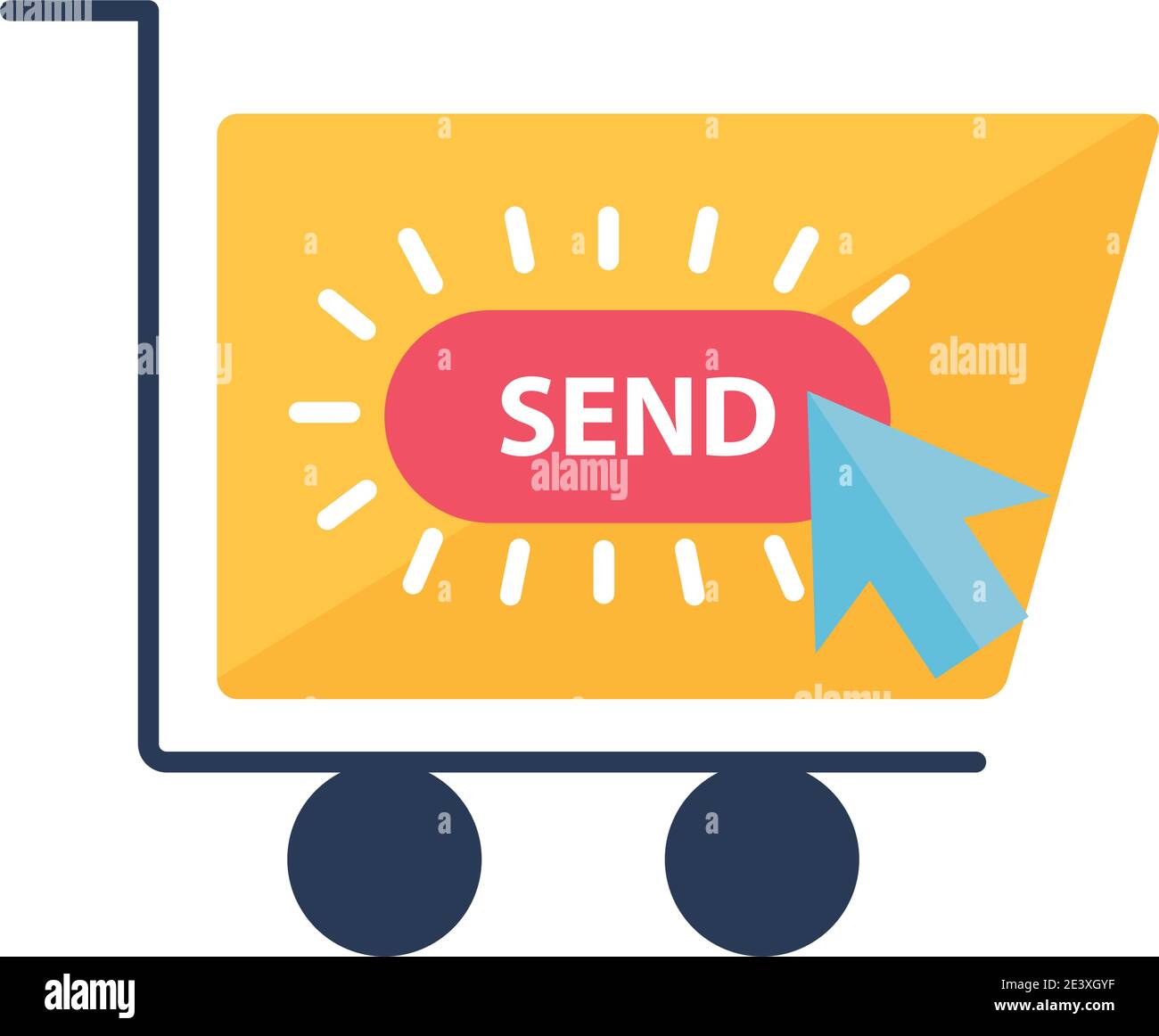 Digital marketing cart with send button flat style icon design ...