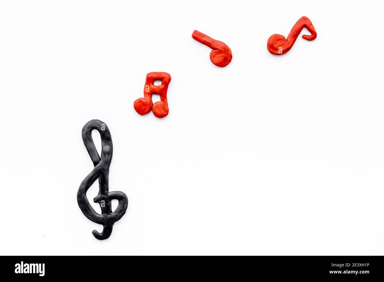 Top view of music notes made of rubber. Music abstract background Stock ...