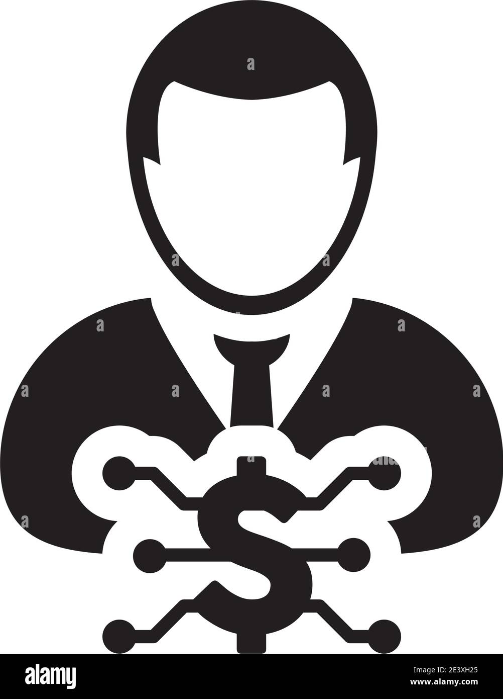 Dollar icon vector digital currency symbol with male user person ...