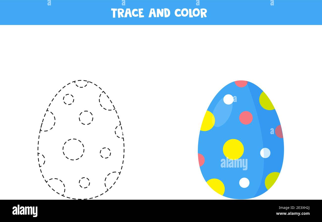 Trace and color Easter egg. Educational game for kids. Writing and ...