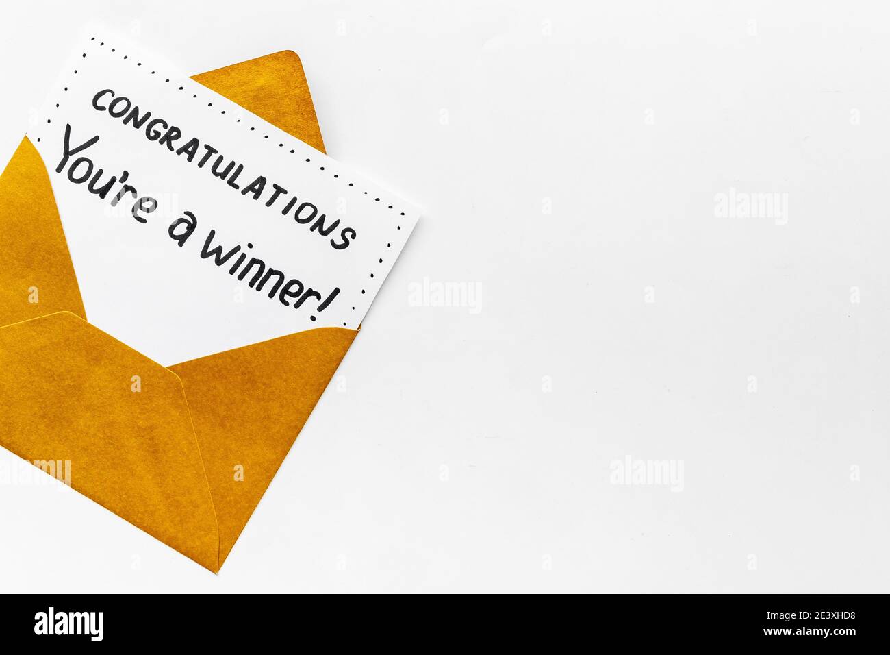 Congratulations award concept -You are a winner card in golden envelope ...