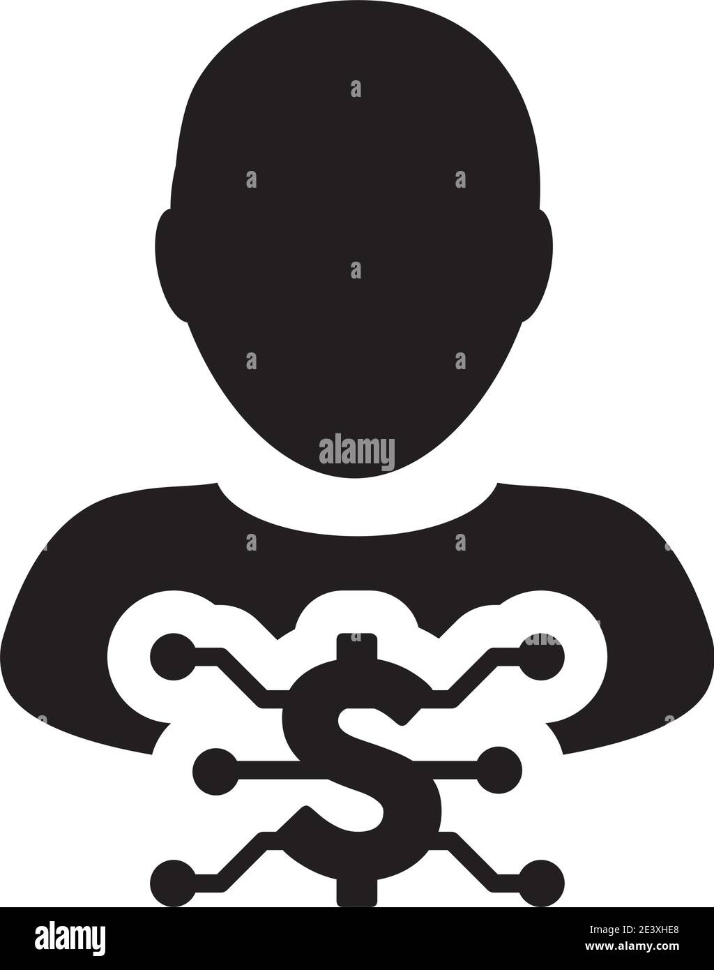 Cash icon vector digital dollar currency with male user person profile ...
