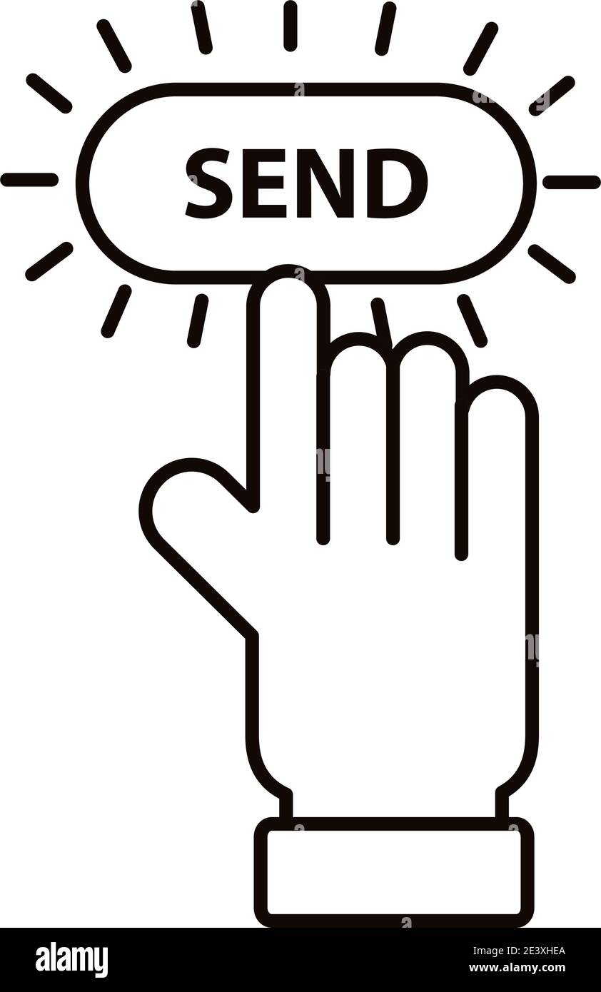 Digital marketing cursor hand with send button line style icon design ...
