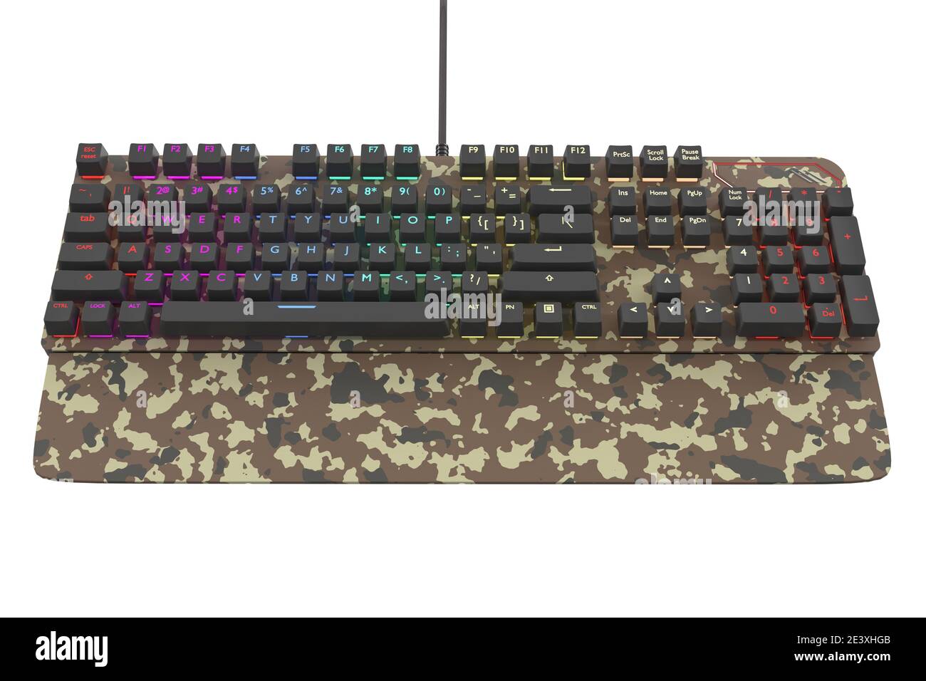 Camouflage colored computer keyboard with rgb color isolated on white ...