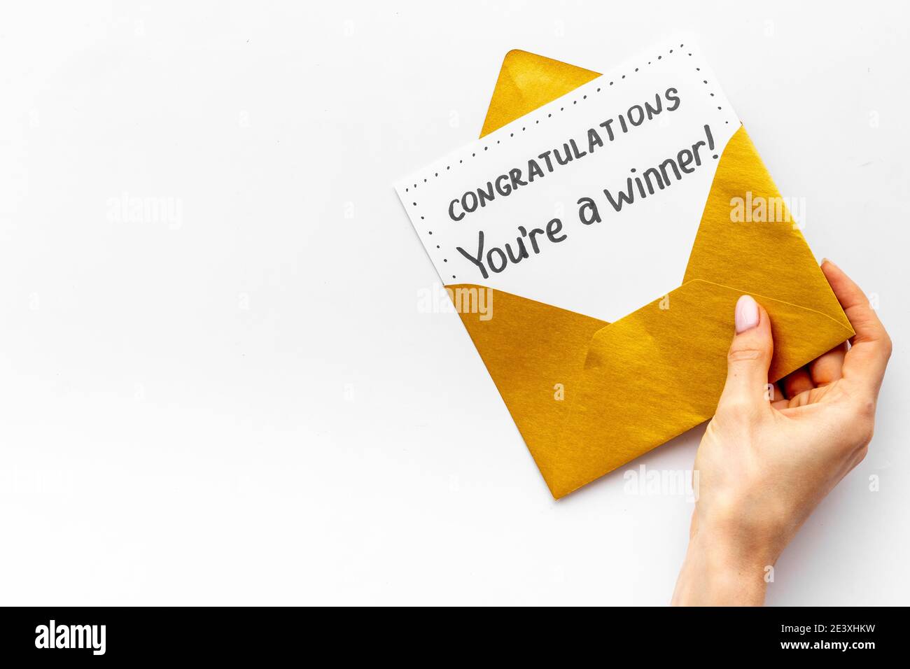 Award letter You Re A Winner in golden yellow envelope. Congratulations ...