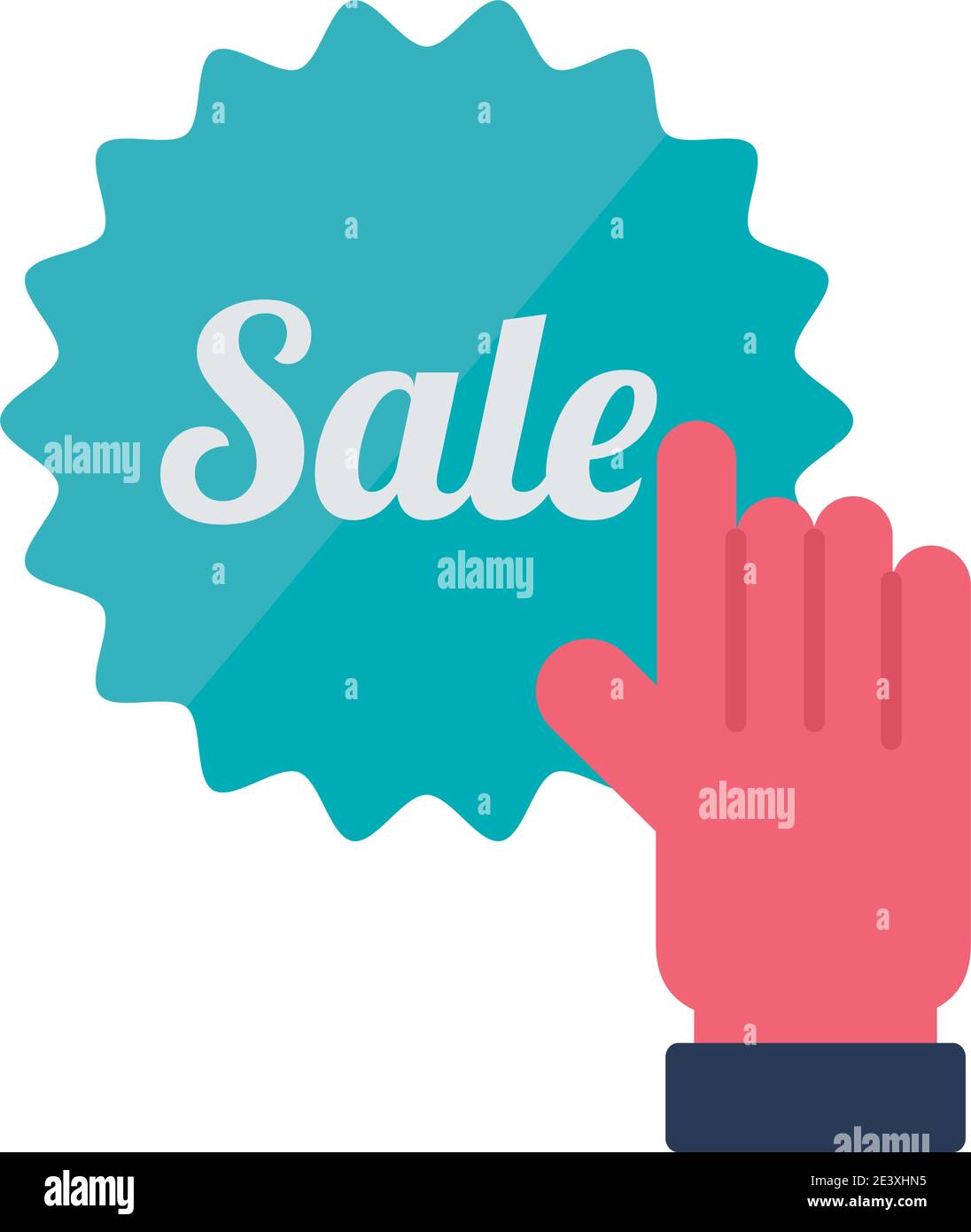 Digital marketing cursor hand with sale seal stamp flat style icon ...
