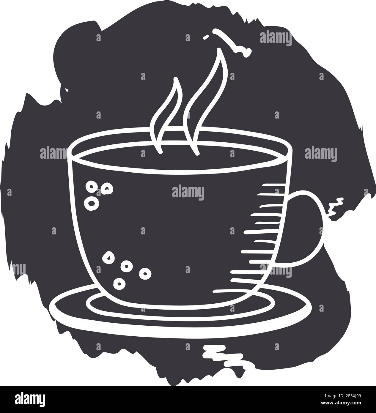 coffee cup hand draw and block style icon design of drink caffeine ...