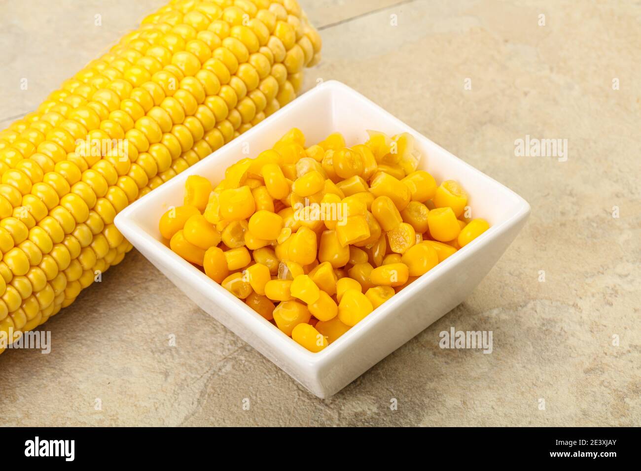 Sweet yellow corn grain in the bowl Stock Photo - Alamy