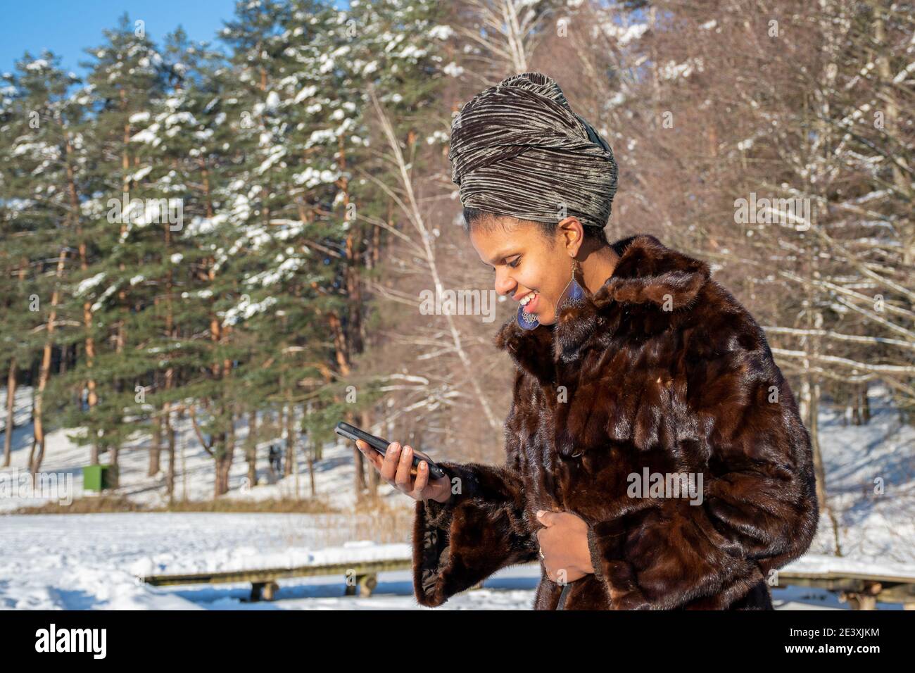 Vilnius, Lithuania - January 20 2021: Beautiful girl with fur coat ...