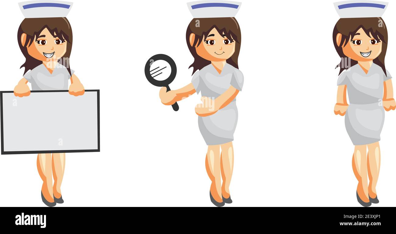 Nurse Woman hospital character clothes healthcare mascot Set Stock ...