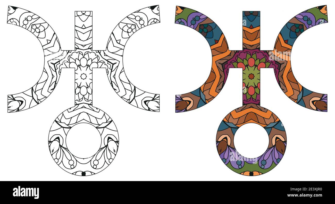 Vector handdrawn illustation of Saturn sign. Horoscope signs, magic ...