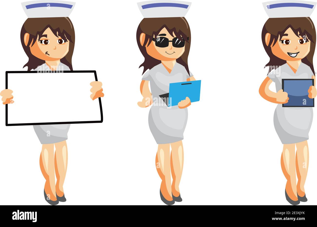 Nurse Woman hospital character clothes healthcare mascot Set Stock ...