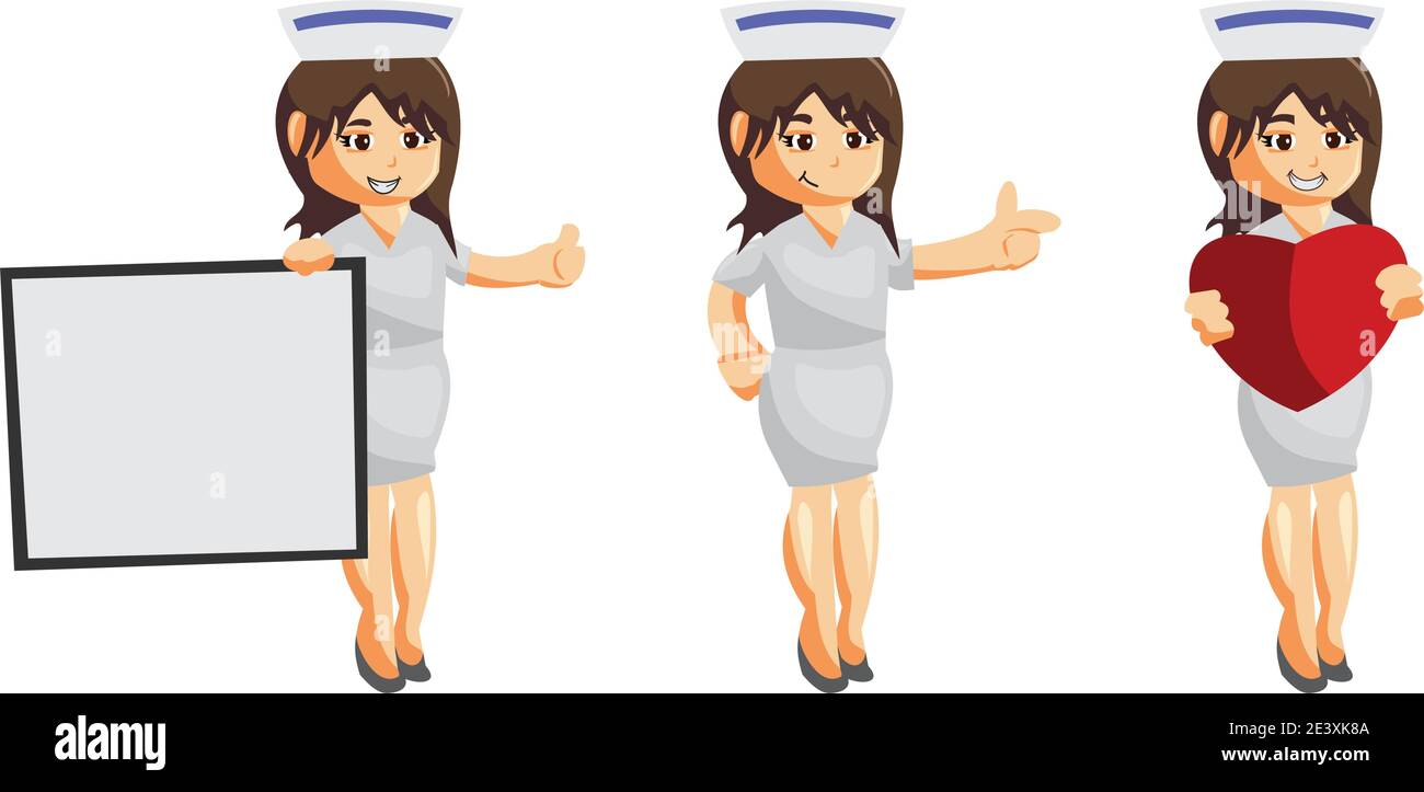 Nurse Woman hospital character clothes healthcare mascot Set Stock ...