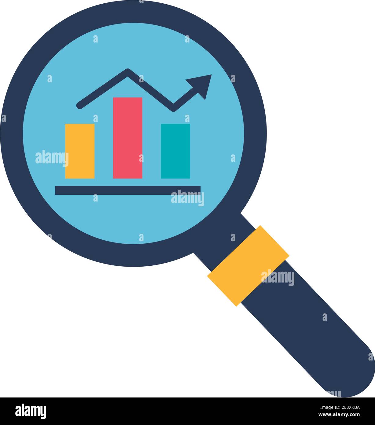 infographic bars chart in lupe flat style icon design, data analysis and information theme ...