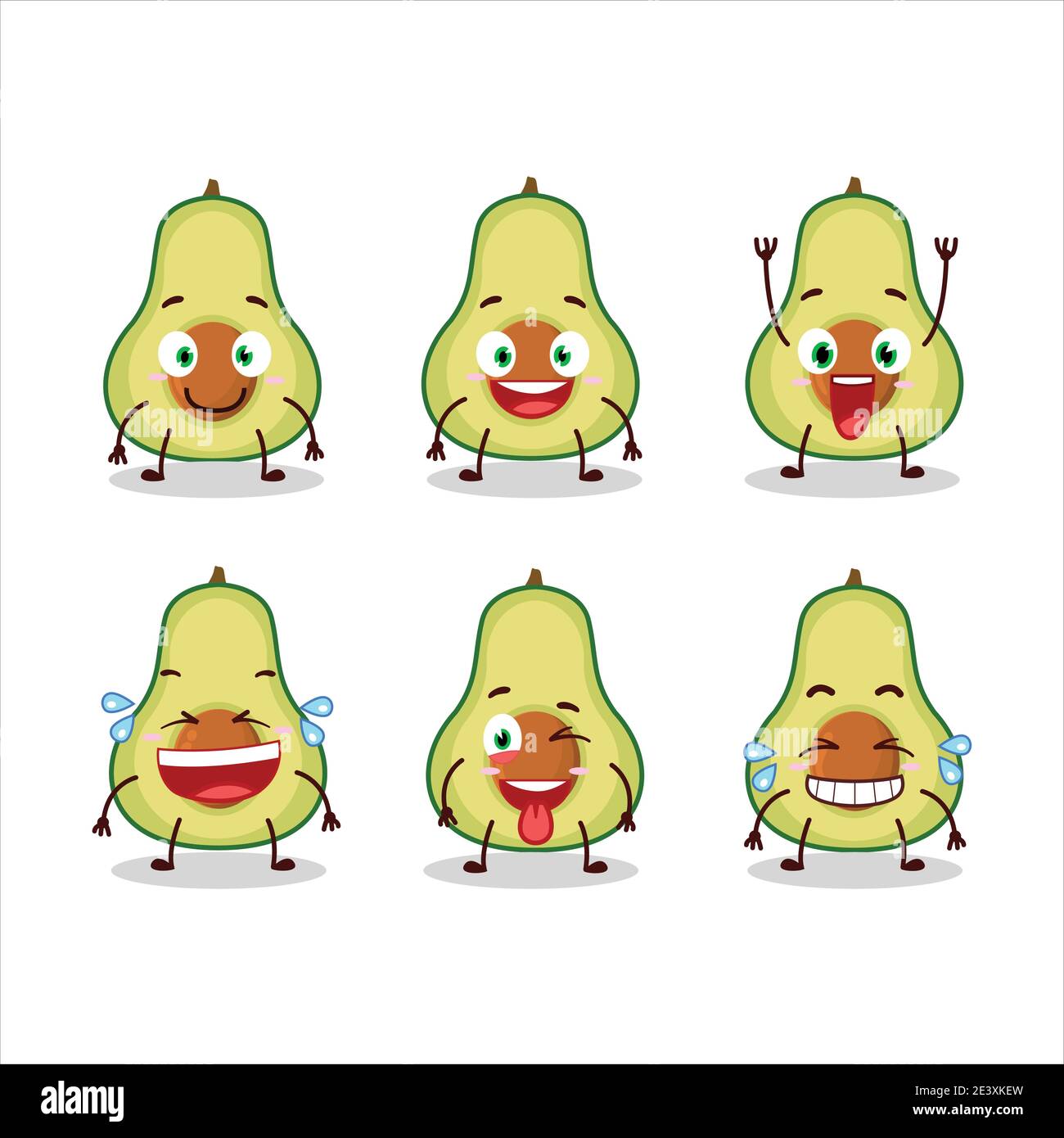 Cartoon character of slice of avocado with smile expression. Vector ...