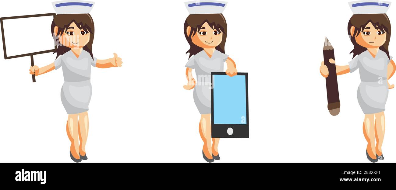 Nurse Woman hospital character clothes healthcare mascot Set Stock ...