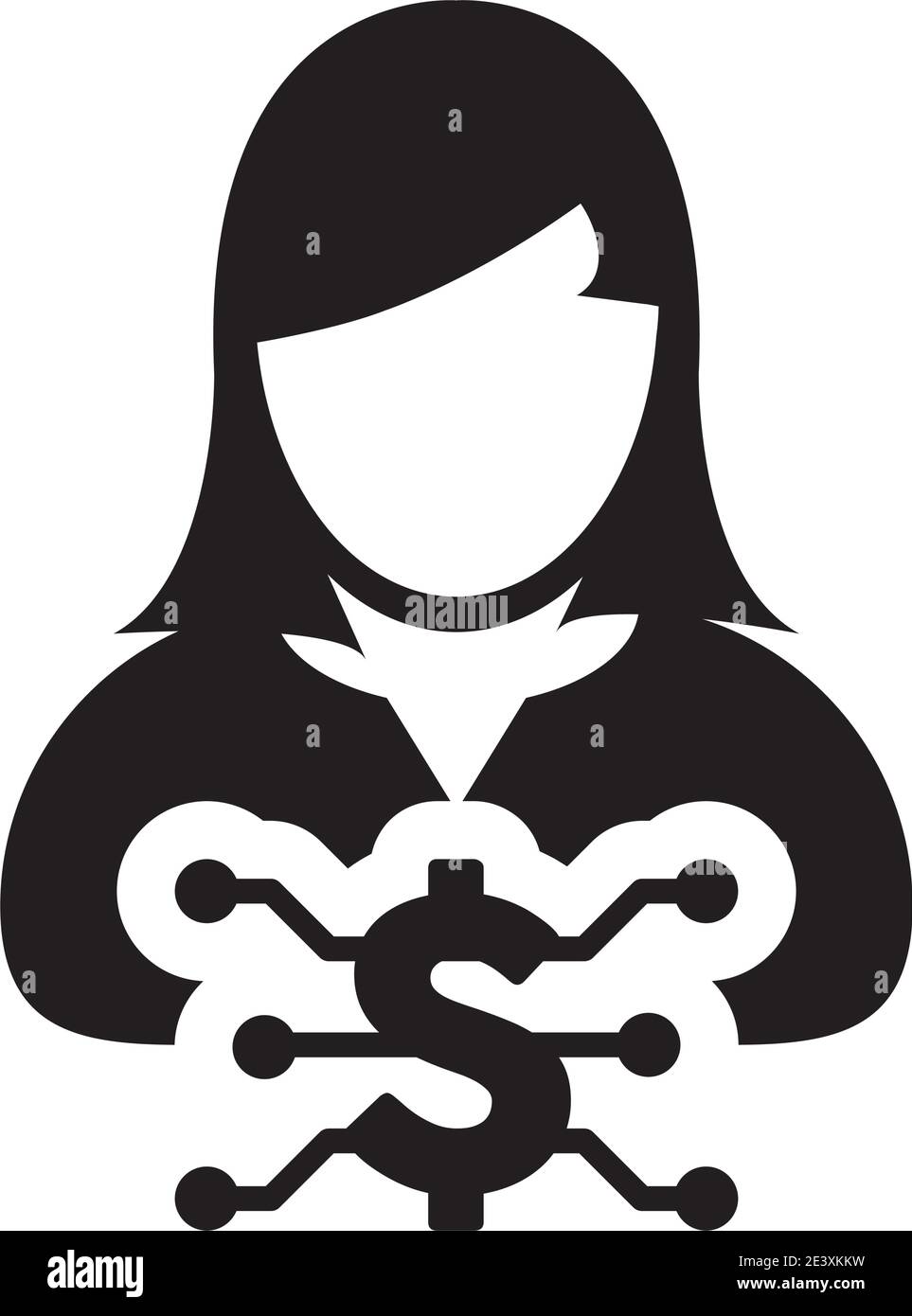 Digital dollar icon vector currency symbol with female user person ...