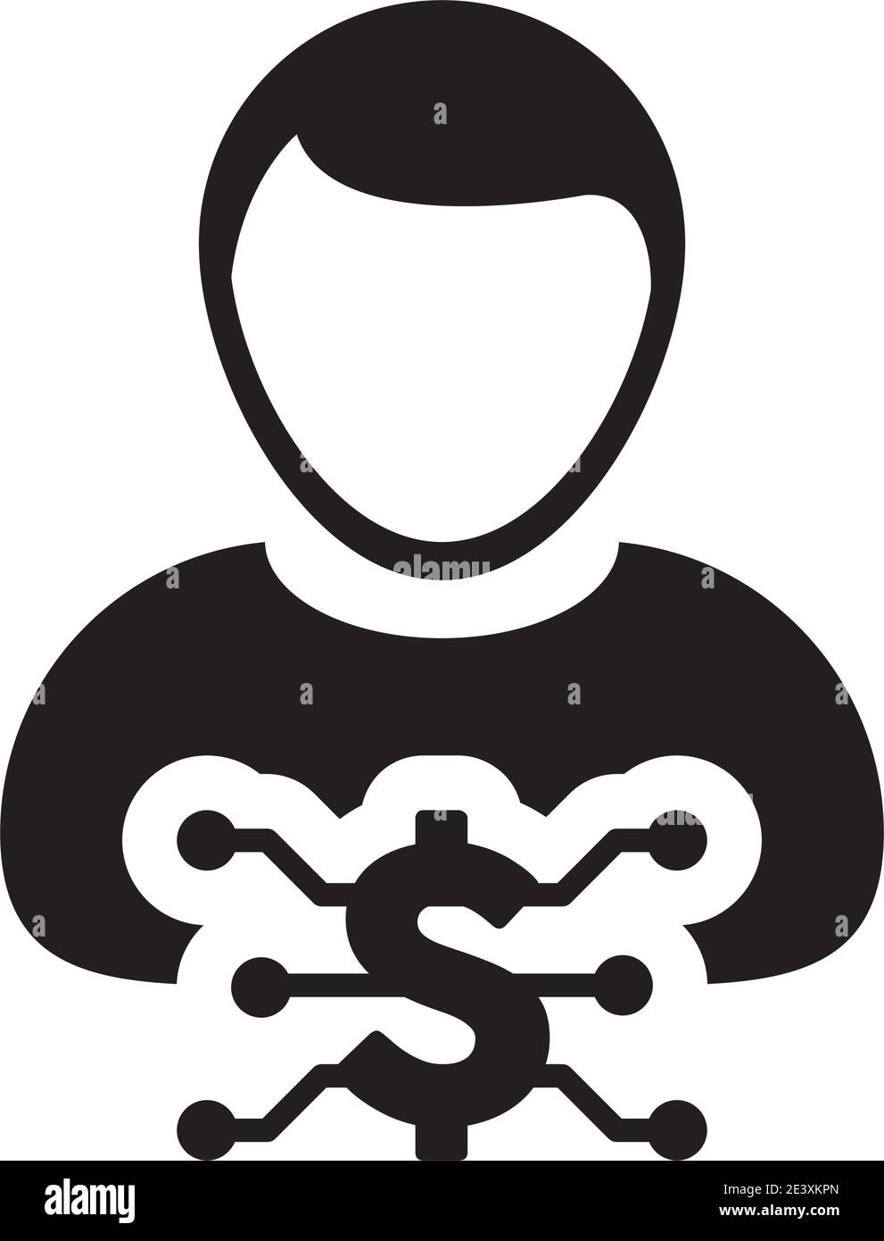 Dollar icon vector digital money symbol with male user person profile ...