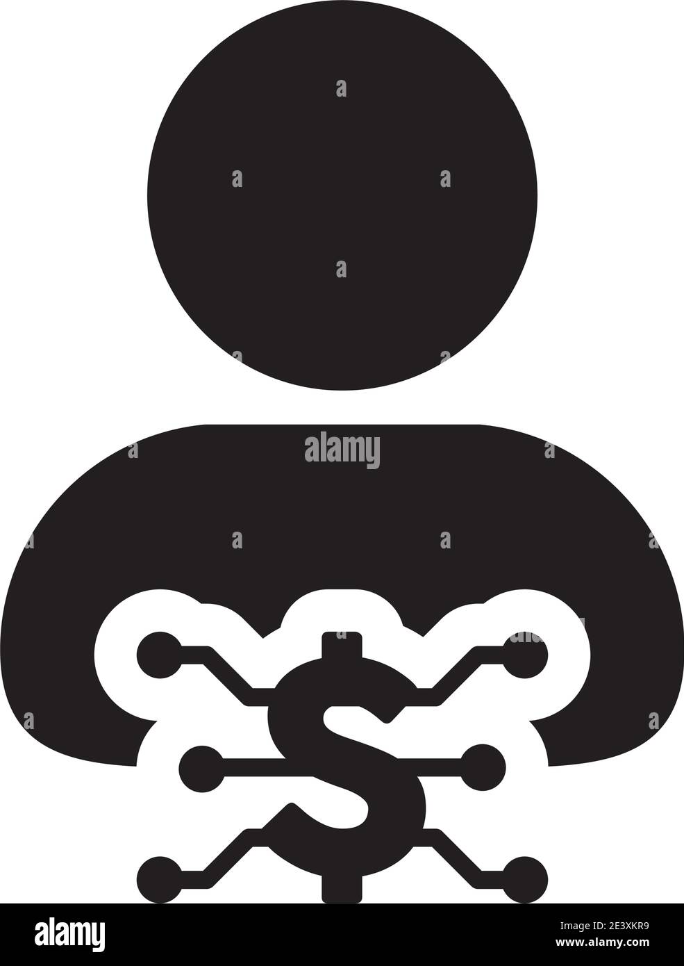 Digital dollar currency icon vector symbol with male user person ...