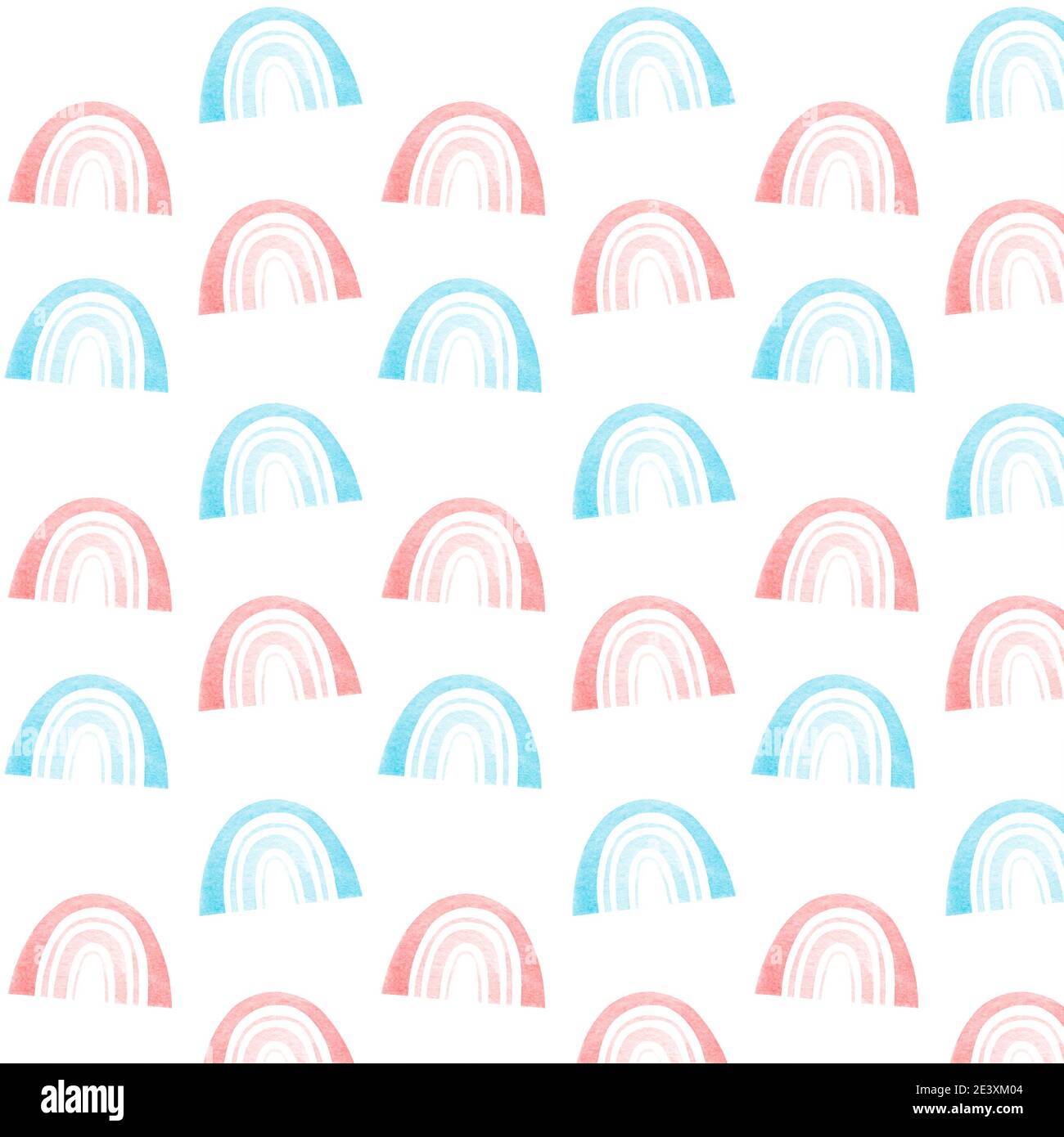 Watercolor seamless pattern rainbows pastel background. Pink and blue ...