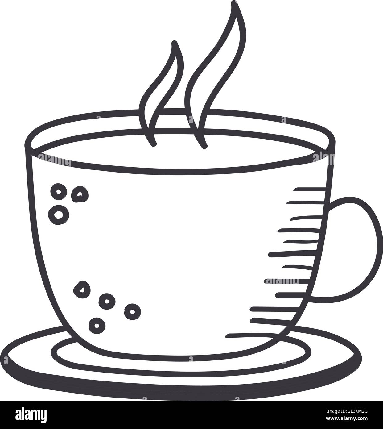 coffee cup hand draw and line style icon design of drink caffeine ...