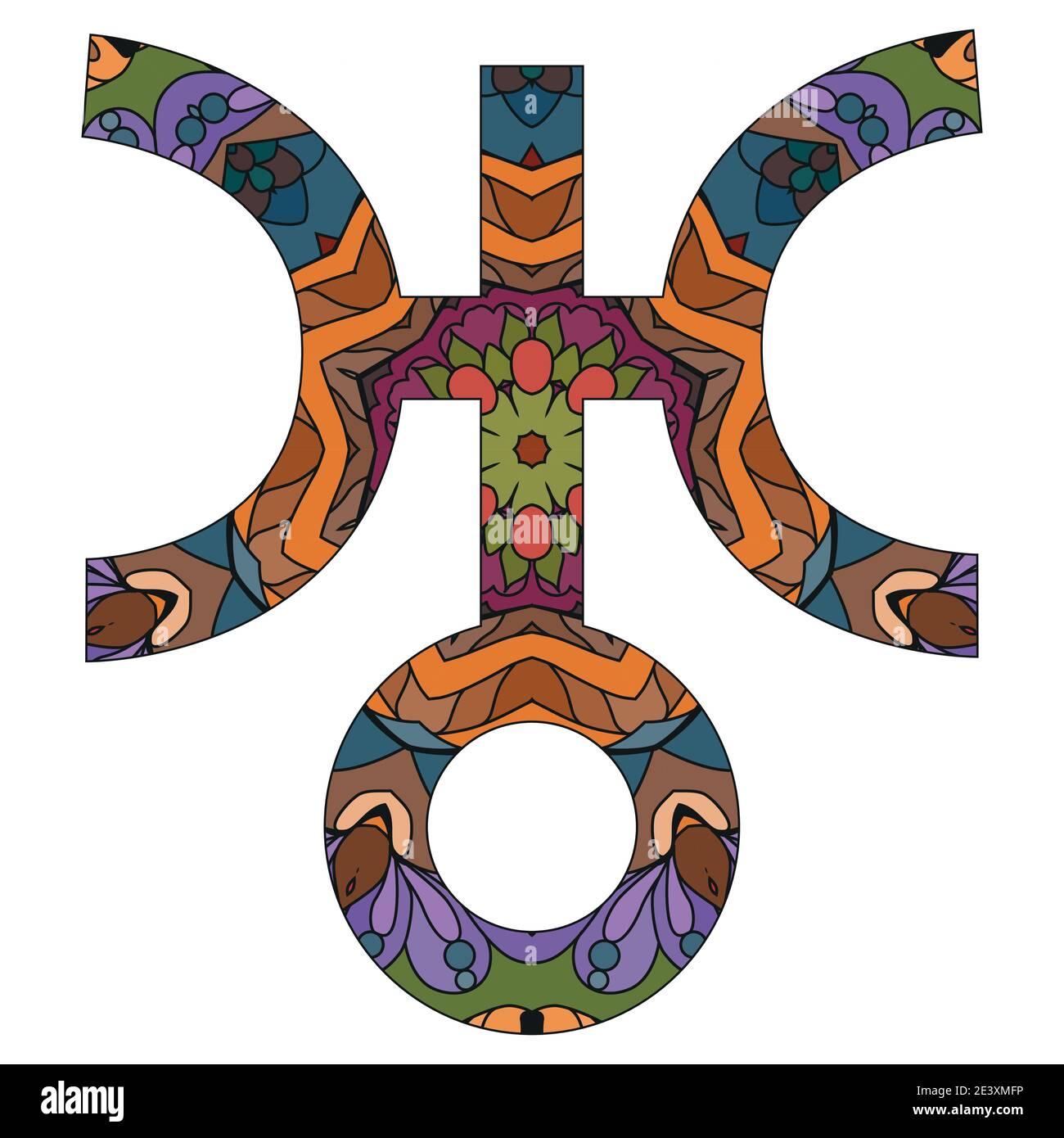 Vector handdrawn illustation of Uranus sign. Horoscope signs, magic ...