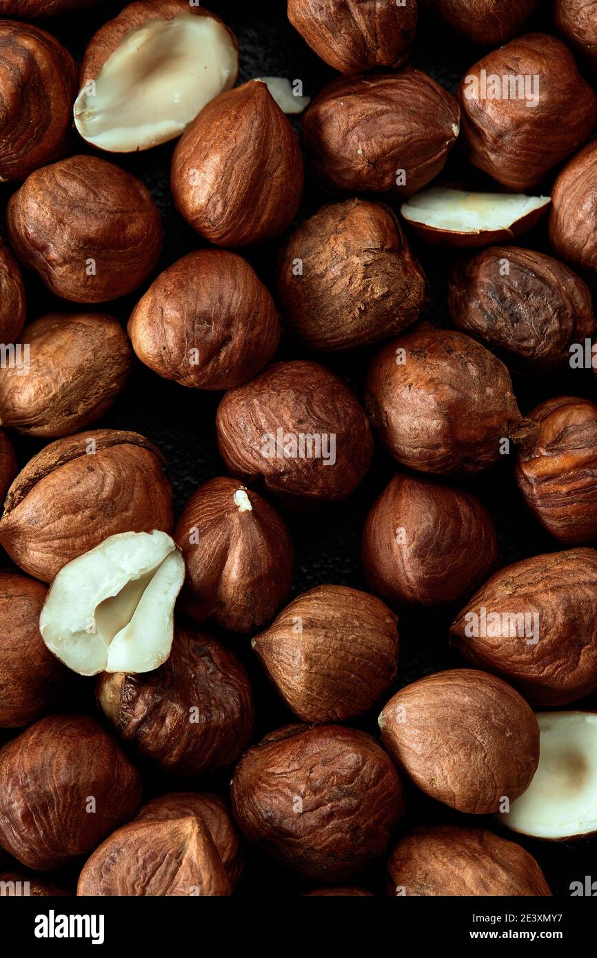 Close up of Hazelnut kernels - Food Frame Background, macro detailed ...