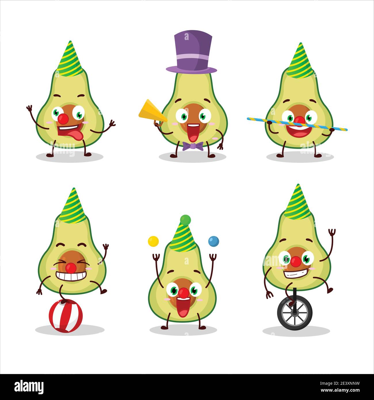 Cartoon character of slice of avocado with various circus shows. Vector ...
