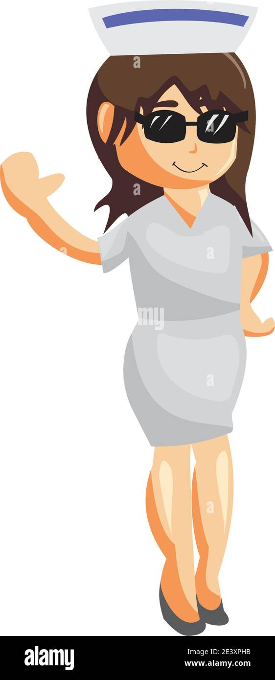 Nurse Woman Use Glasses hospital character clothes healthcare mascot ...