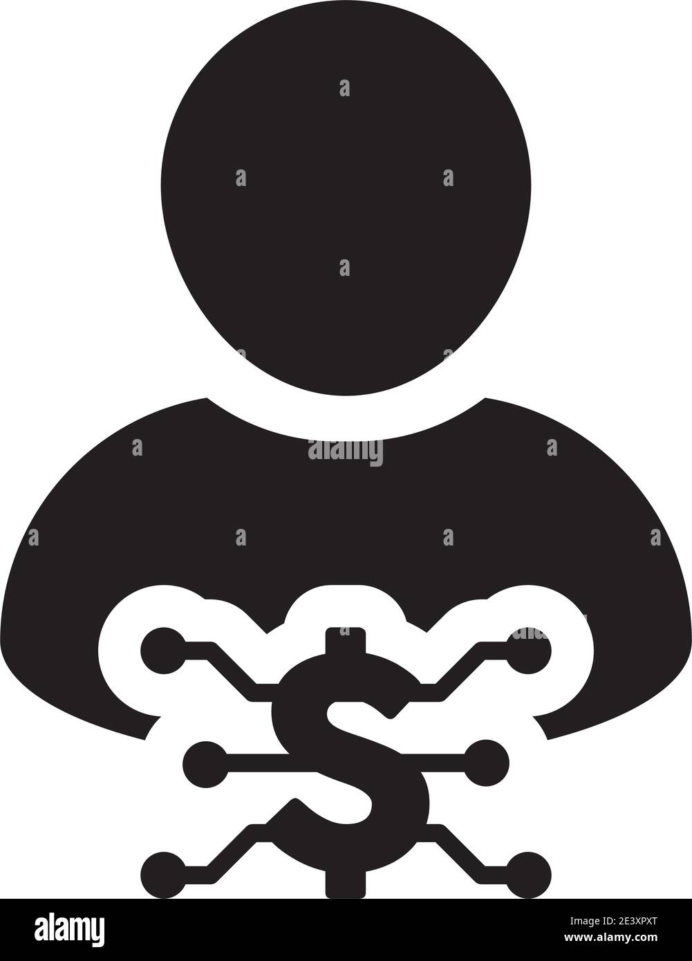 Money icon vector digital dollar currency with male user person profile ...