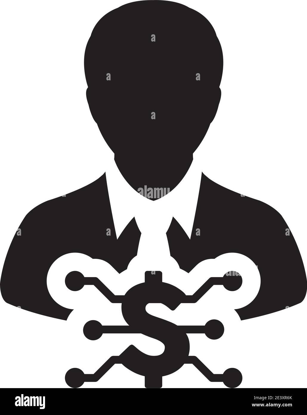 Dollar icon vector digital currency symbol with male user person ...