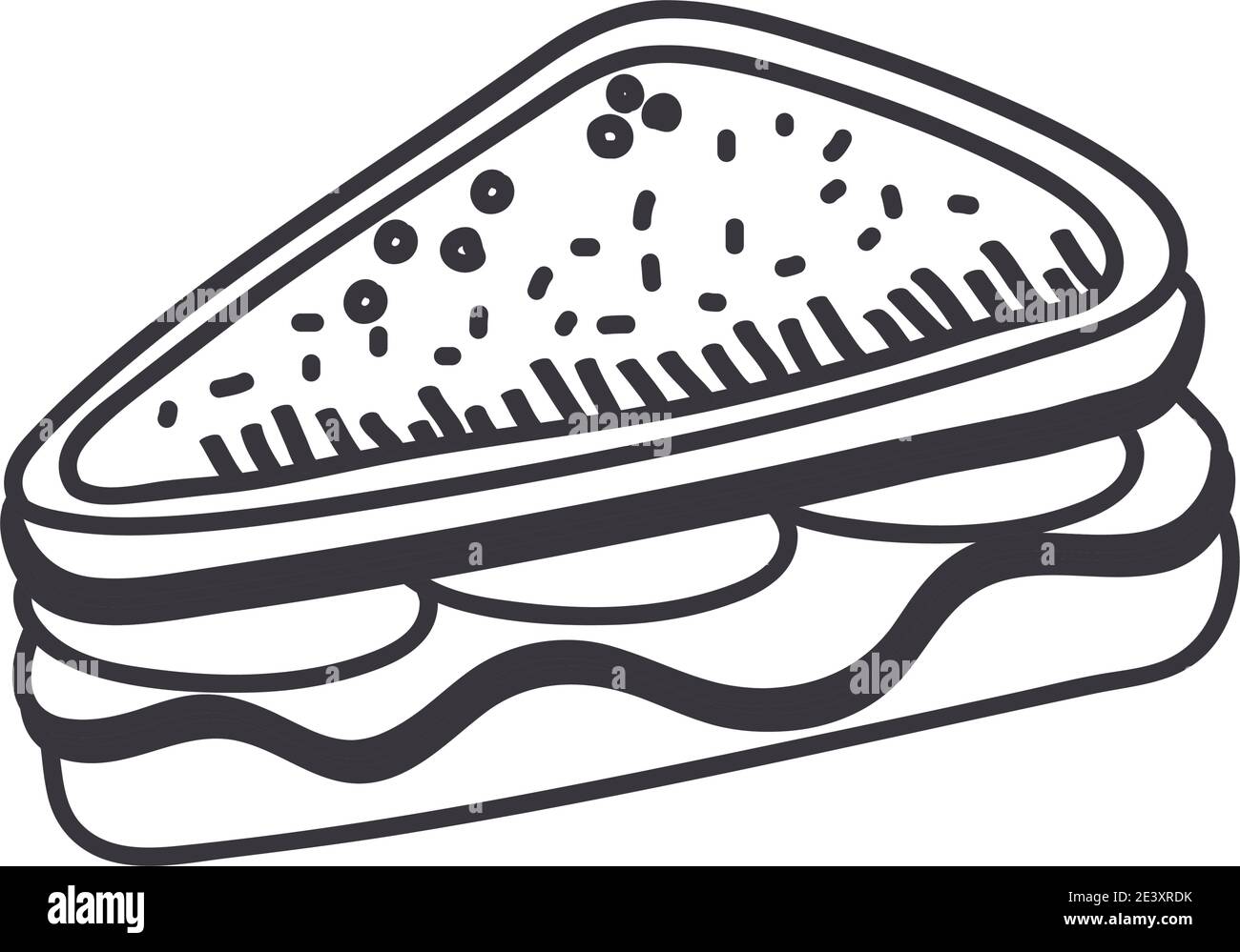 triangle sandwich hand draw and line style icon design of food eat ...