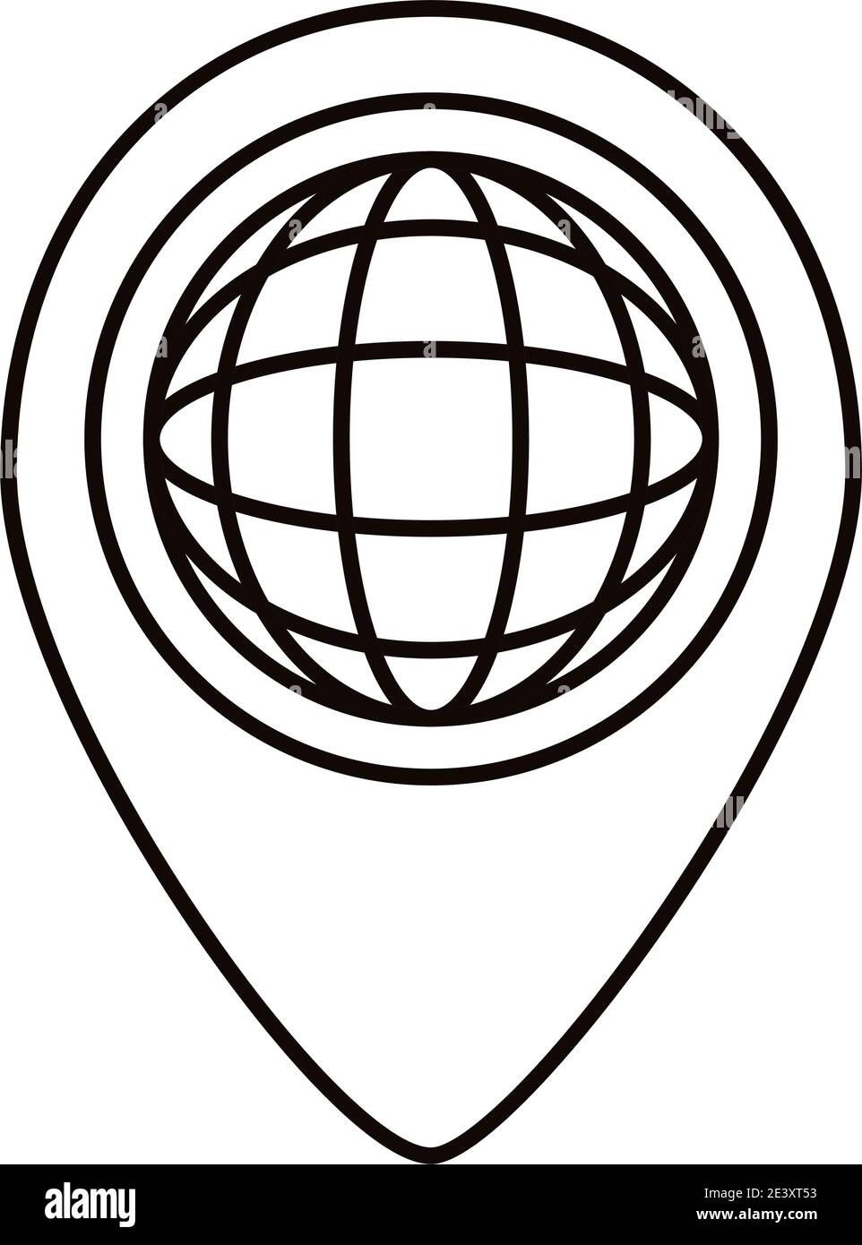 Digital marketing global sphere in gps mark line style icon design ...