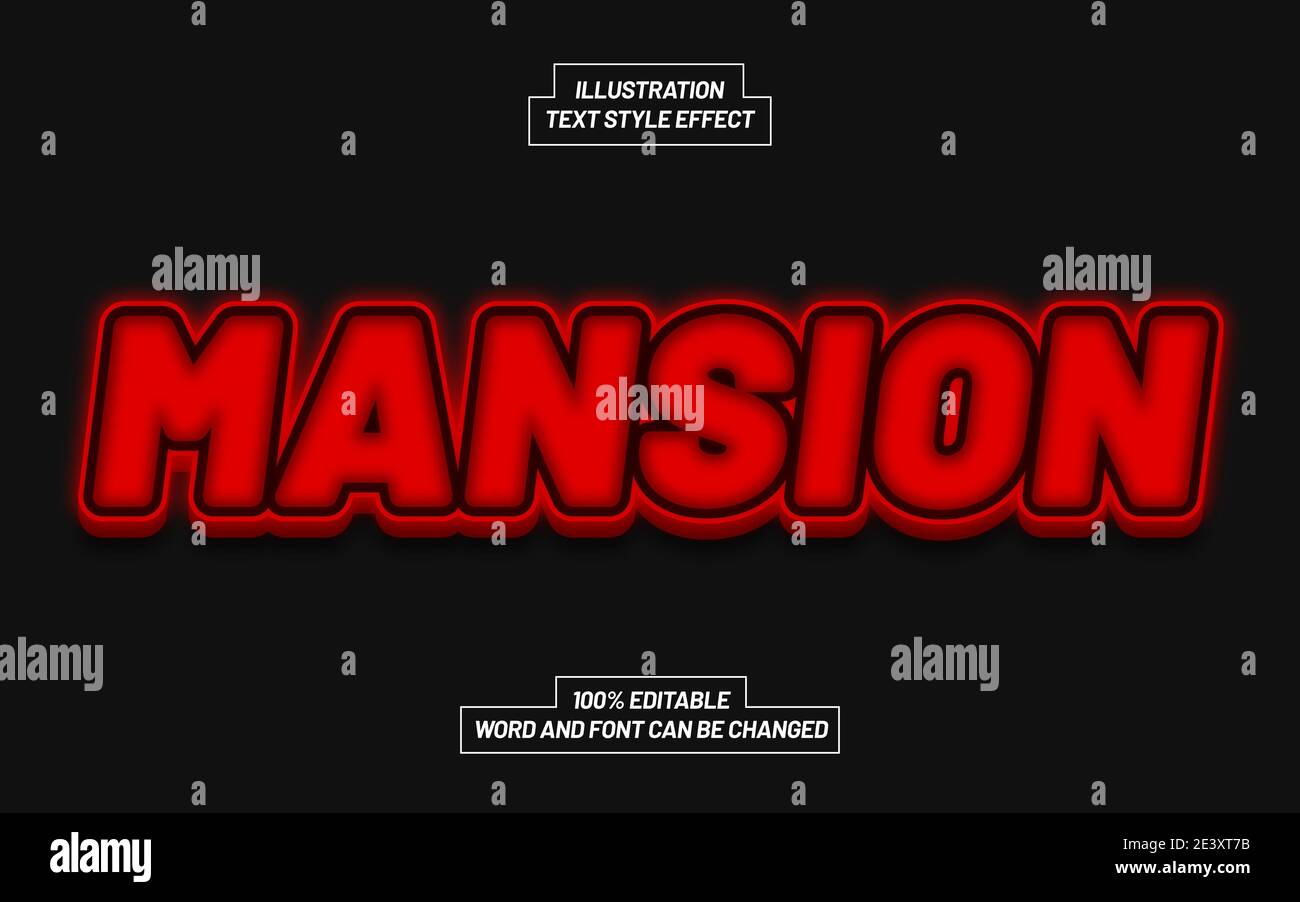 Mansion 3D Bold Text Style Effect Stock Vector Image & Art - Alamy