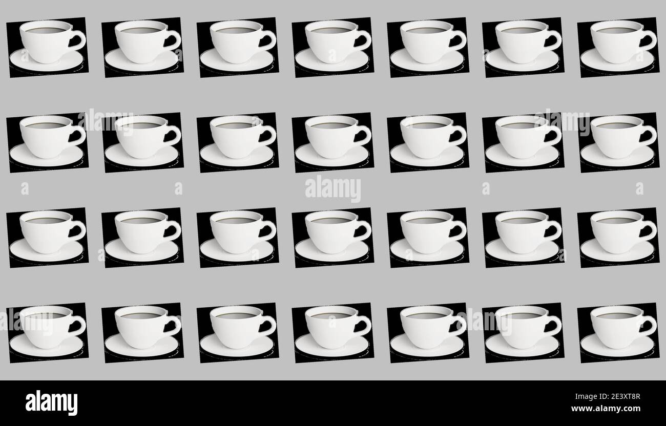 Seamless 3D coffee cups pattern at grey pastel background. Vector ...