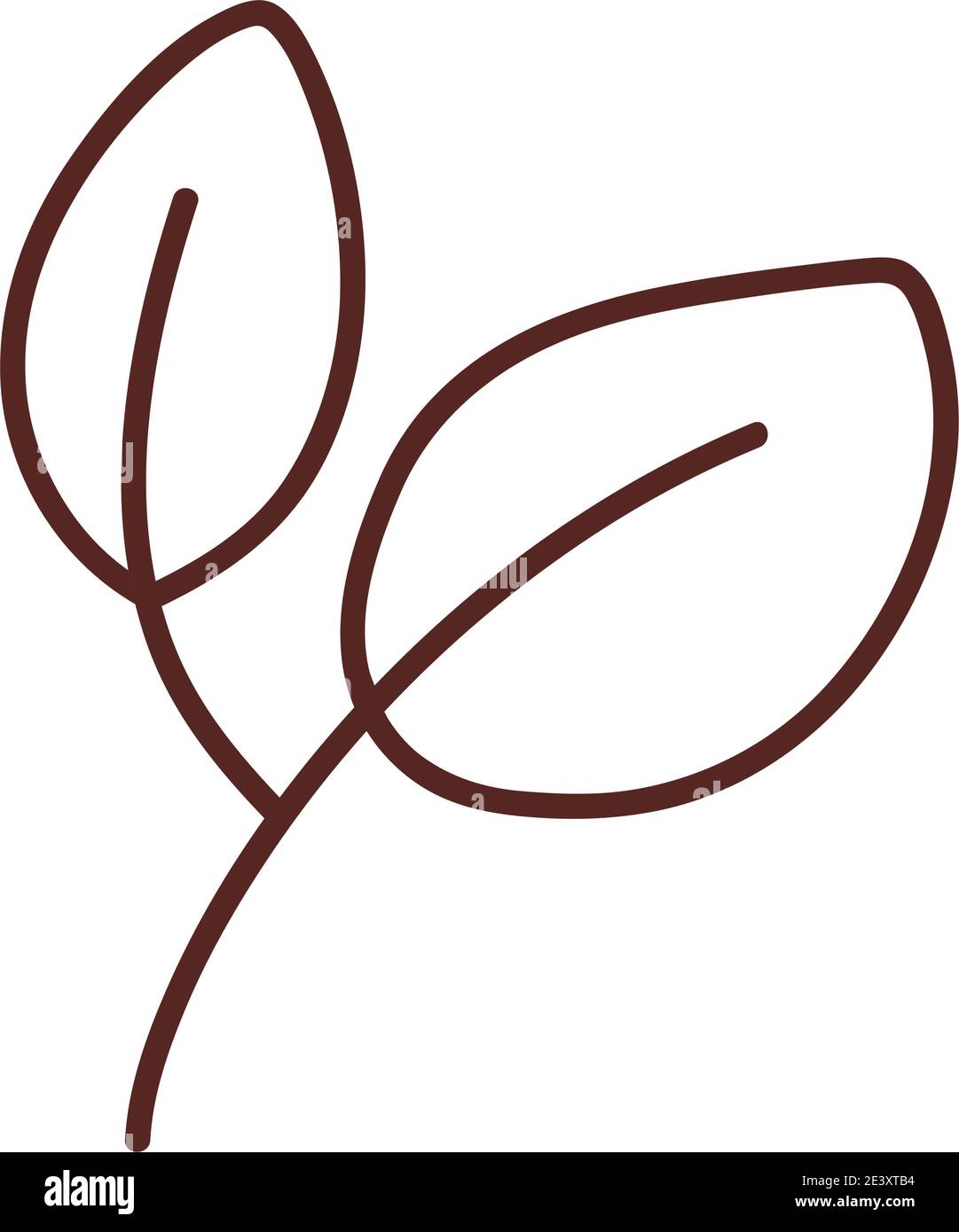 leaf with two oval leaves line style icon design of Plant natural ...