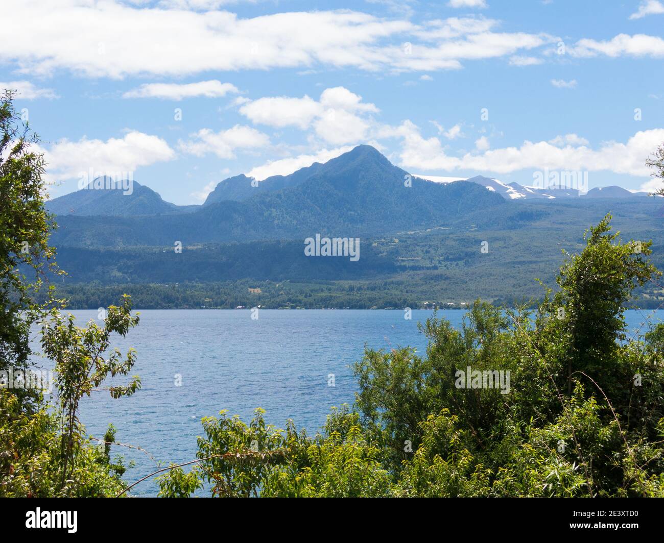 The Calafquen Lake, which straddles the border between the La Araucania ...