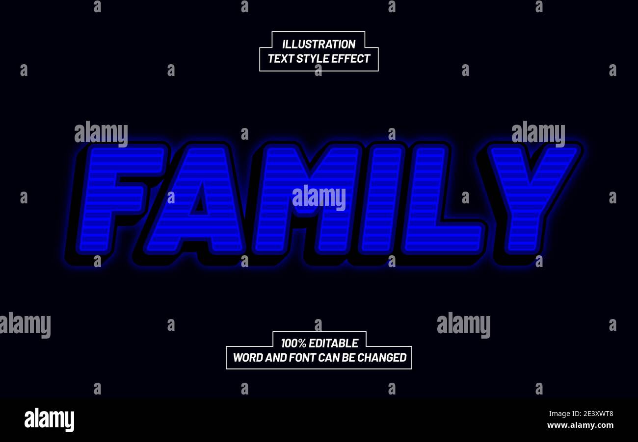 Family 3D Bold Text Style Effect Stock Vector Image & Art - Alamy