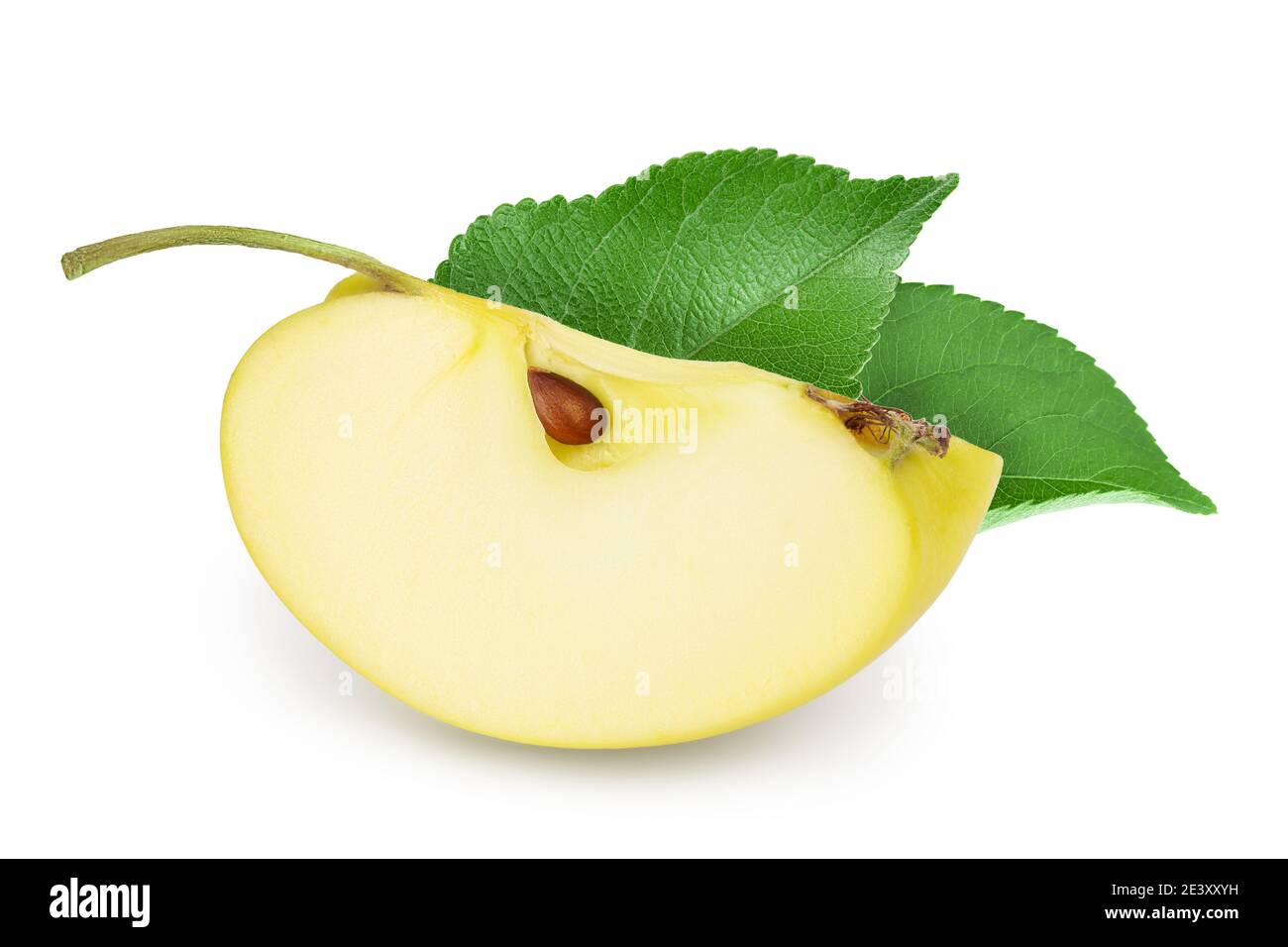 yellow apple slice isolated on white background with clipping path and ...