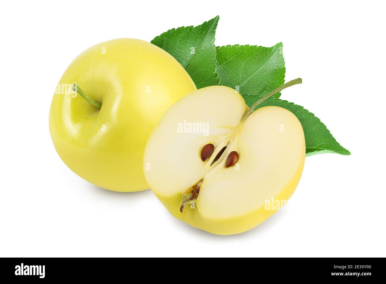 yellow apple isolated on white background with clipping path and full ...