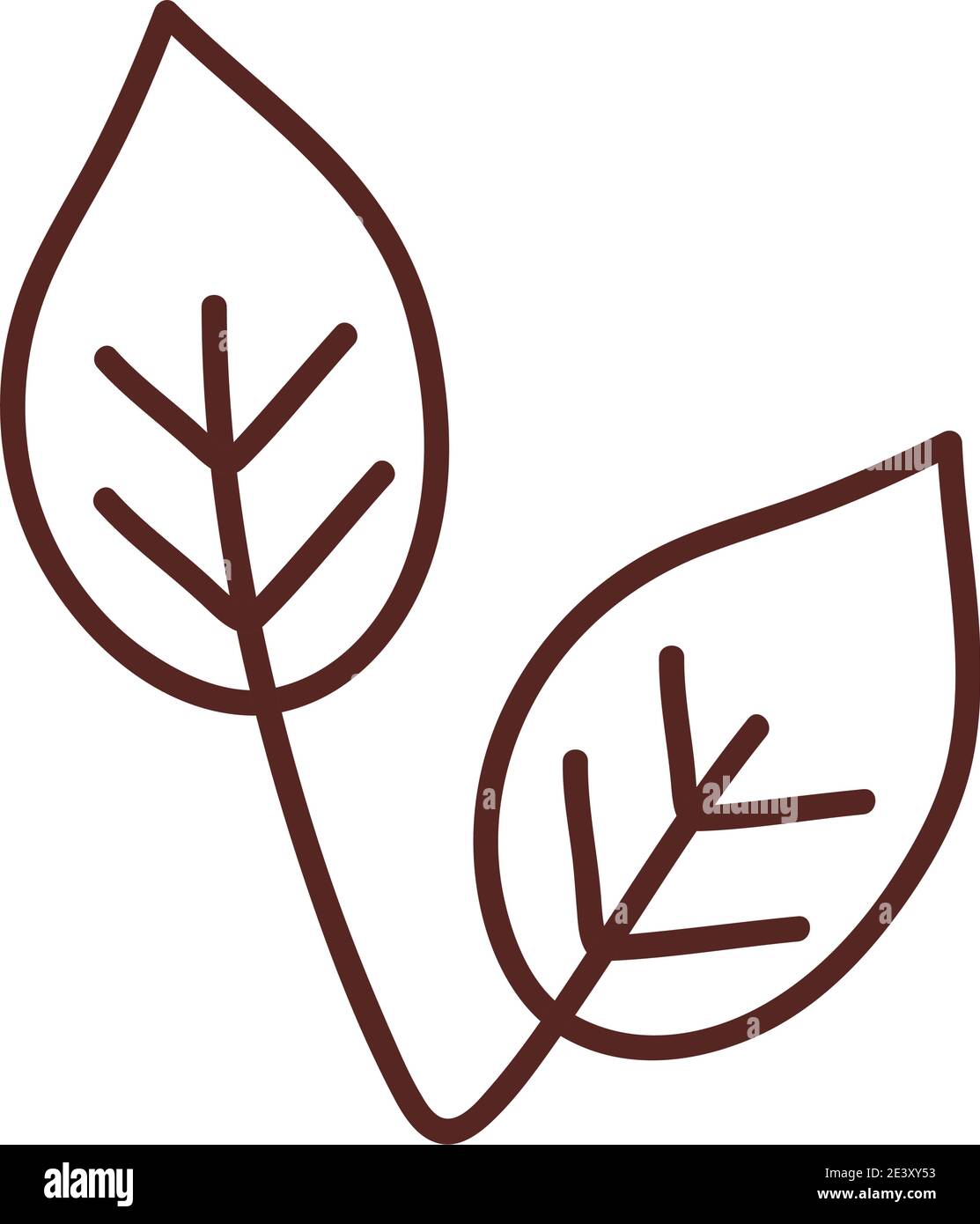 leaf with two leaves line style icon design of Plant natural floral ...