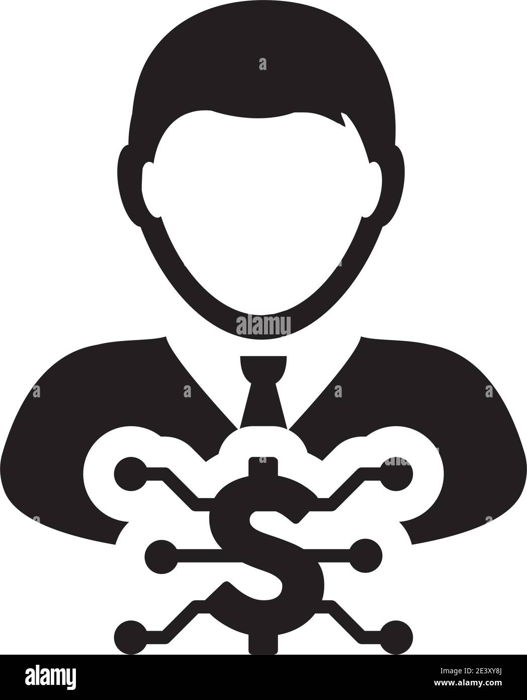 Dollar icon vector digital money symbol with male user person profile ...