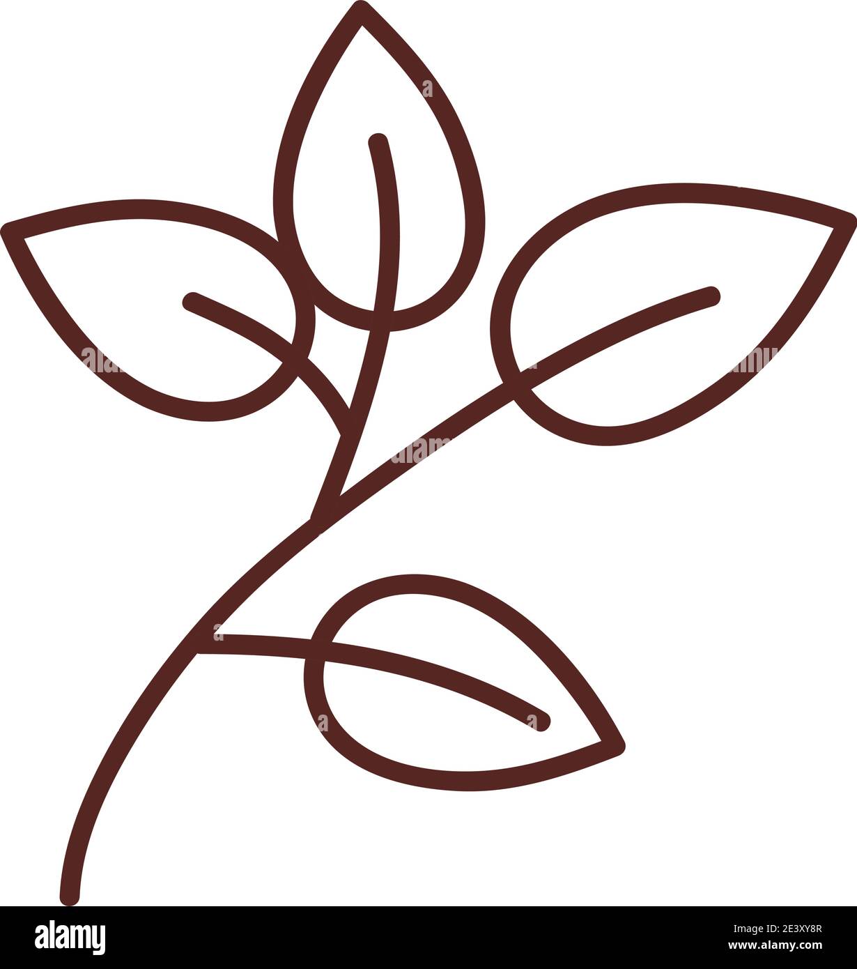 leaf with four leaves line style icon design of Plant natural floral ...