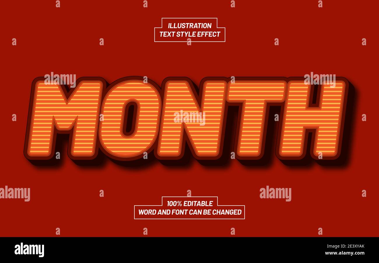 Month Text Style Effect Stock Vector Image & Art - Alamy