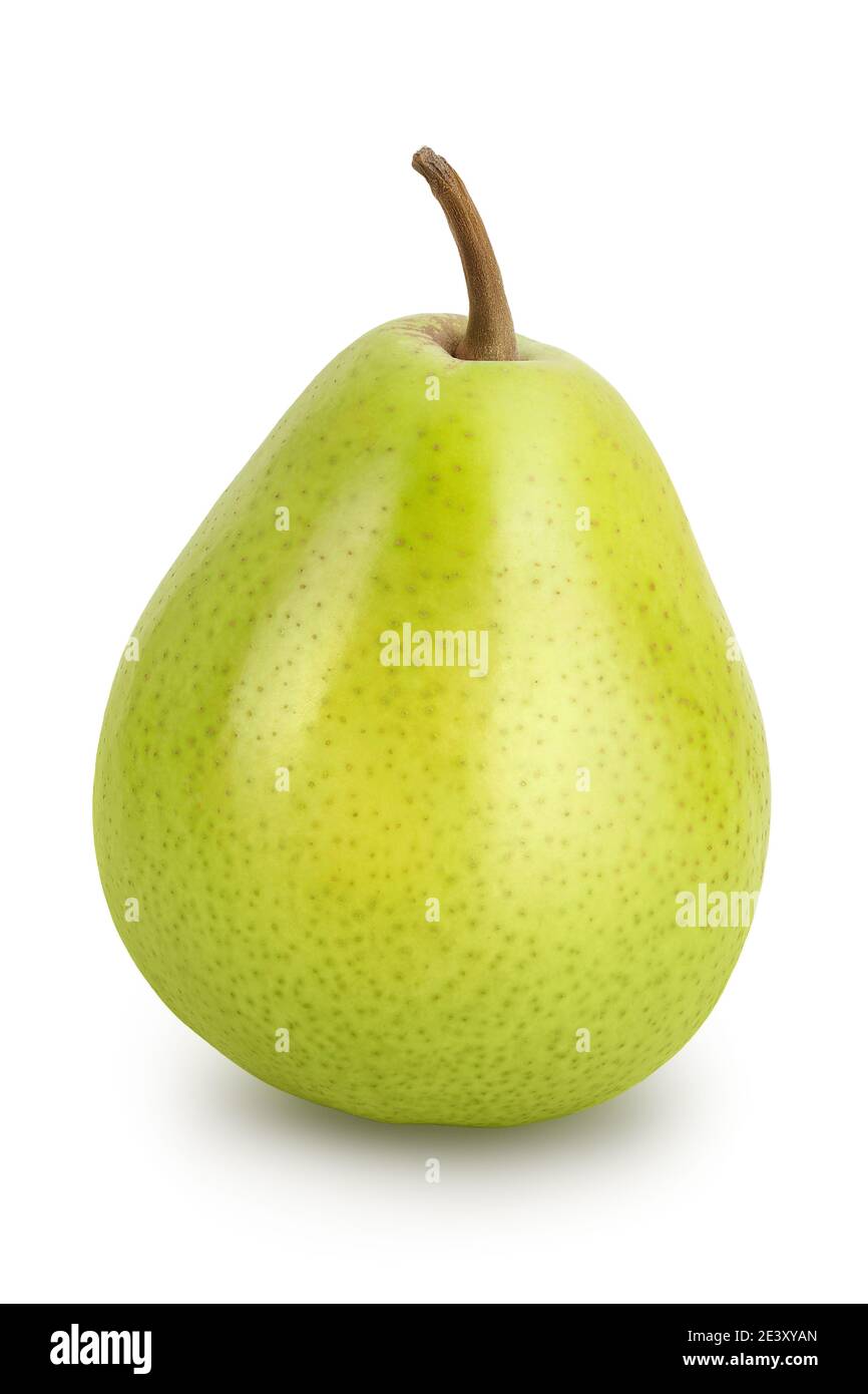 Green pear fruit isolated on white background with clipping path and ...