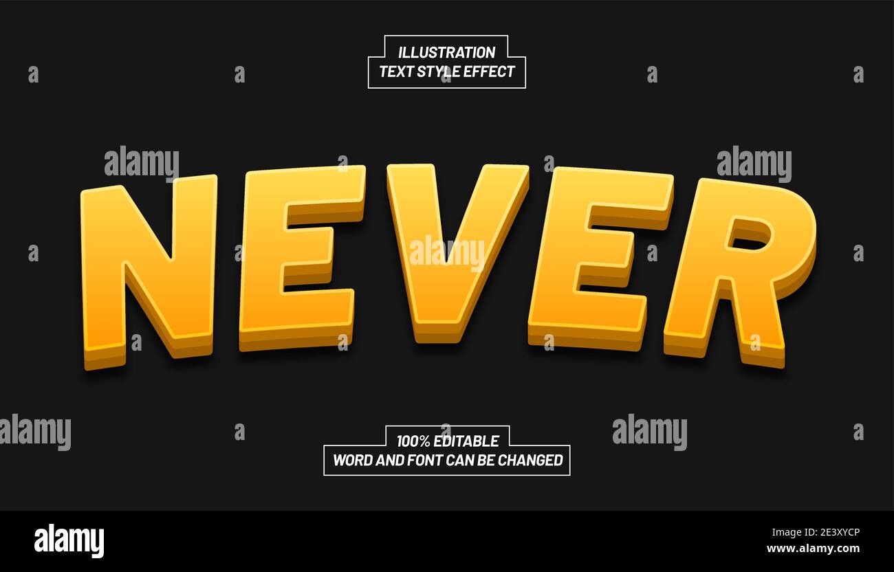 Never Text Style Effect Stock Vector Image & Art - Alamy
