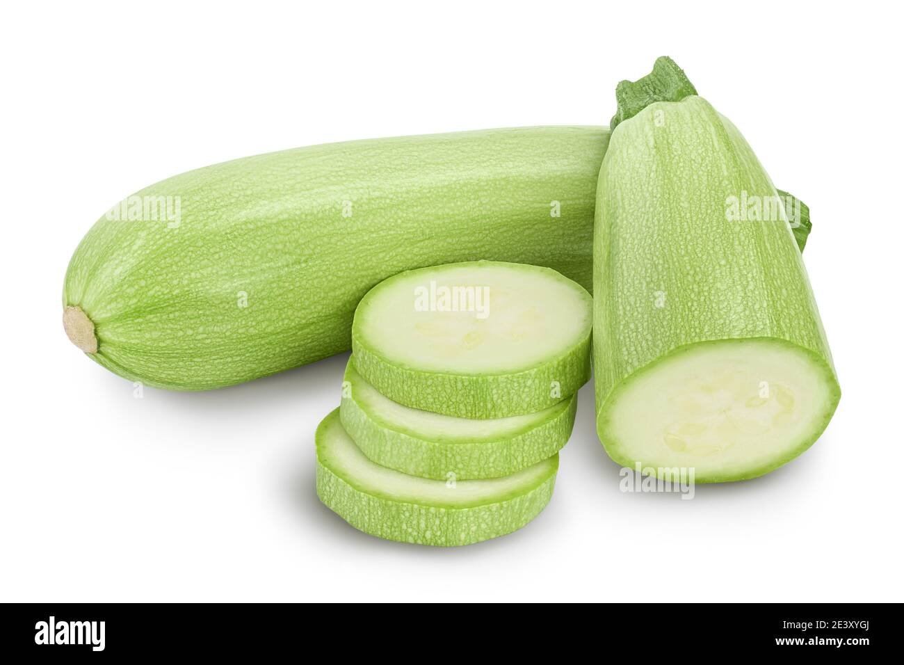 zucchini or marrow isolated on white background with clipping path and ...