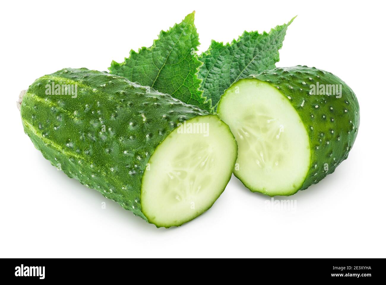 Sliced cucumber isolated on white background with clipping path and full depth of field Stock ...