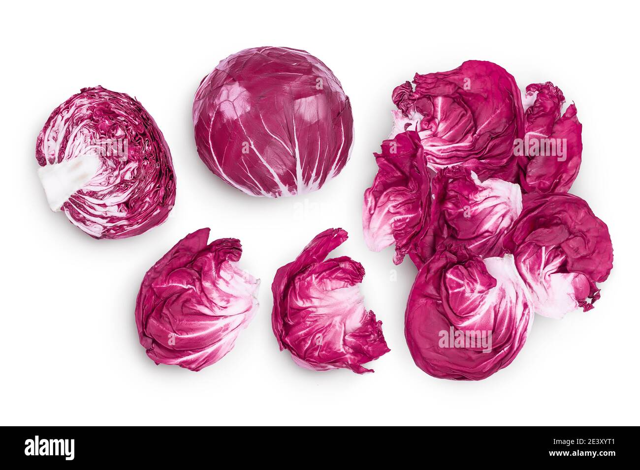 Fresh red radicchio salad isolated on white background with clipping ...