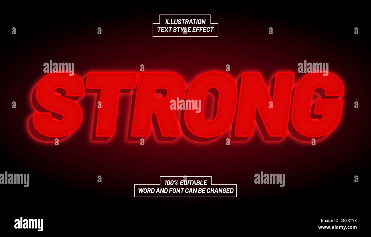 Strong Red Light Text Style Effect Stock Vector Image & Art - Alamy